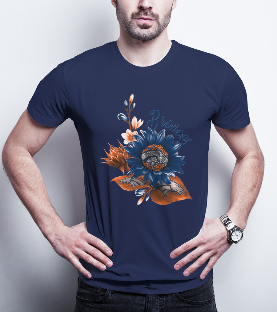 Broncos Floral Design With Team Logo Elements T-Shirt
