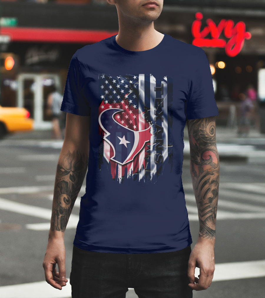 Houston Texans Usa Flag T-Shirt
