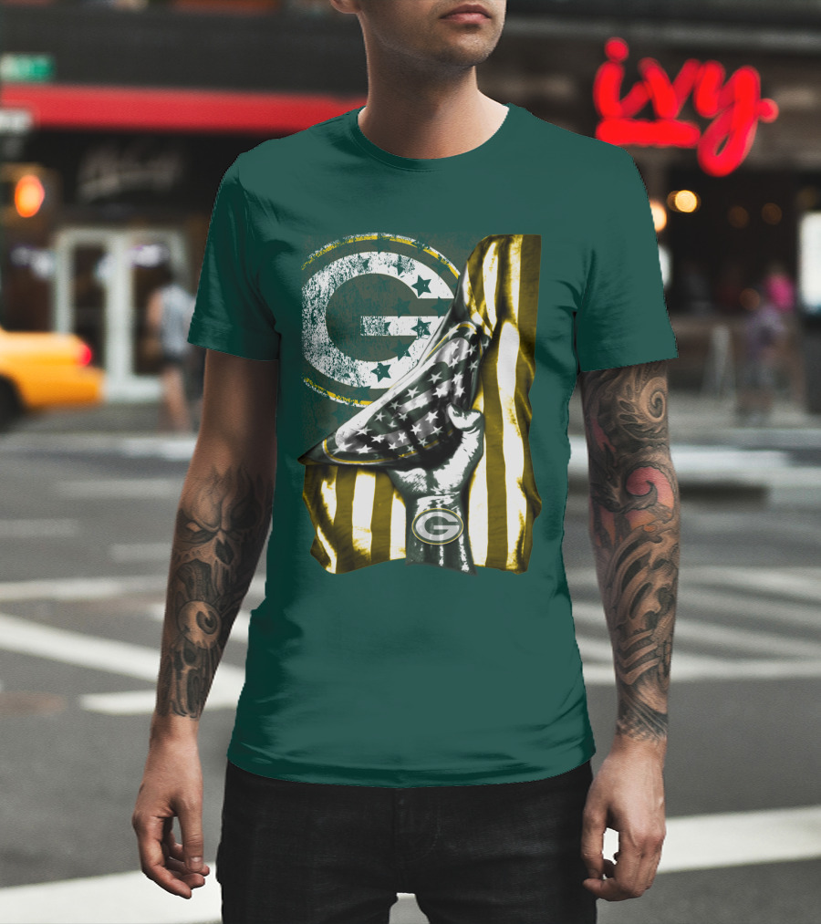 Green Bay Packers American Flag Pride T-Shirt