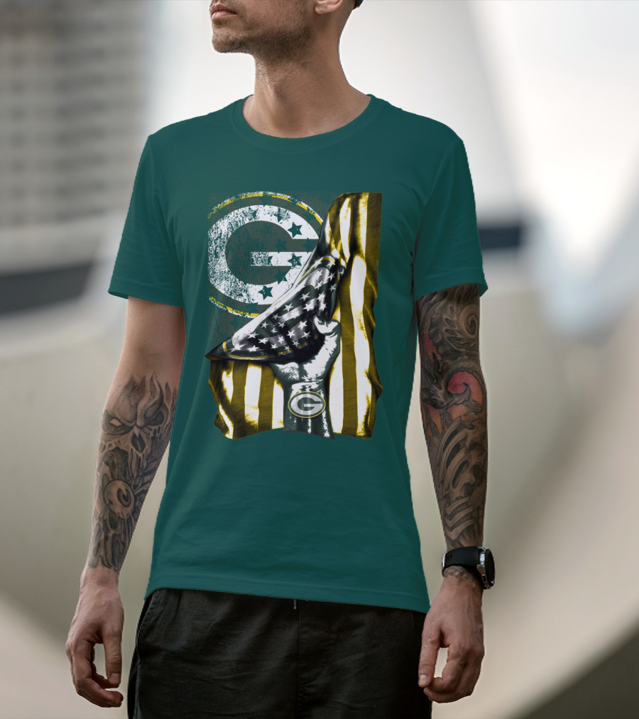 Green Bay Packers American Flag Pride T-Shirt