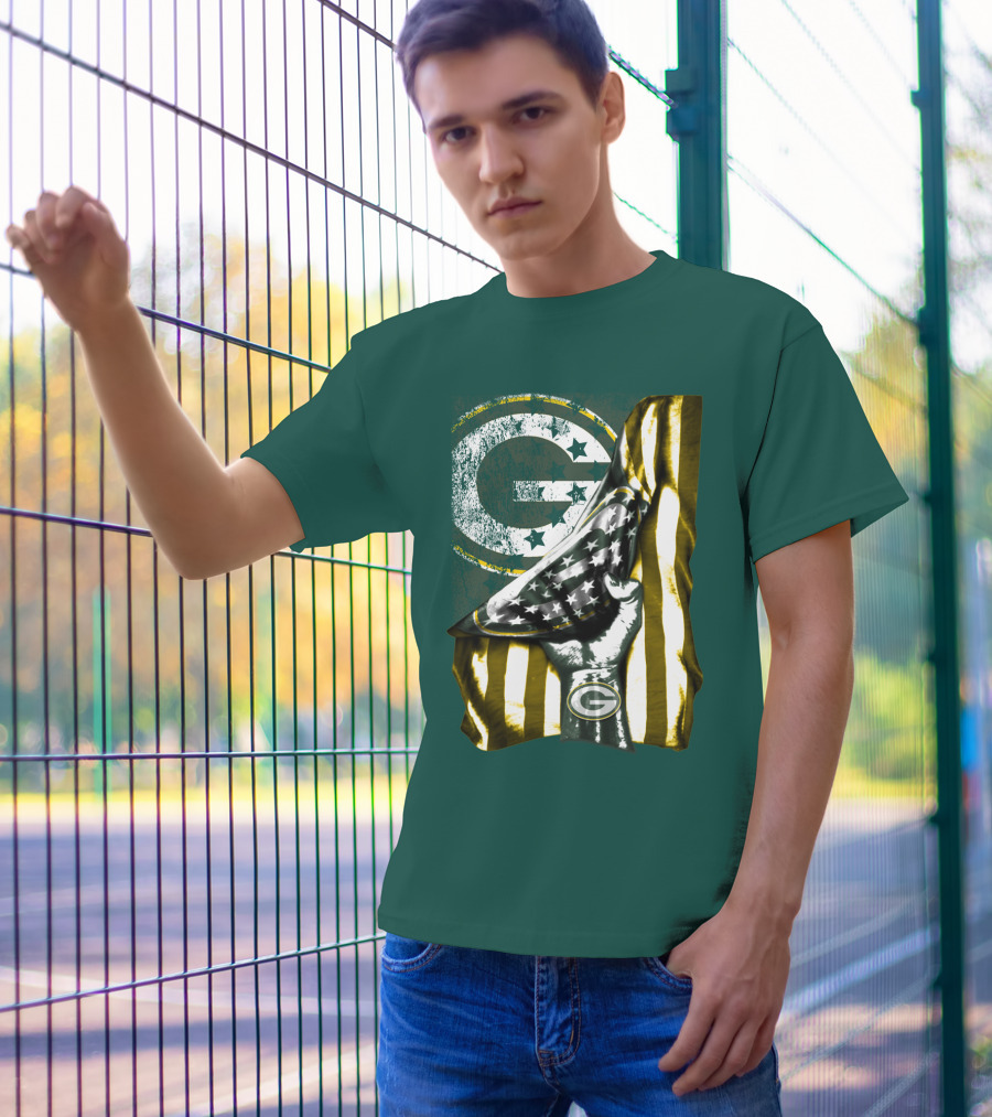 Green Bay Packers American Flag Pride T-Shirt