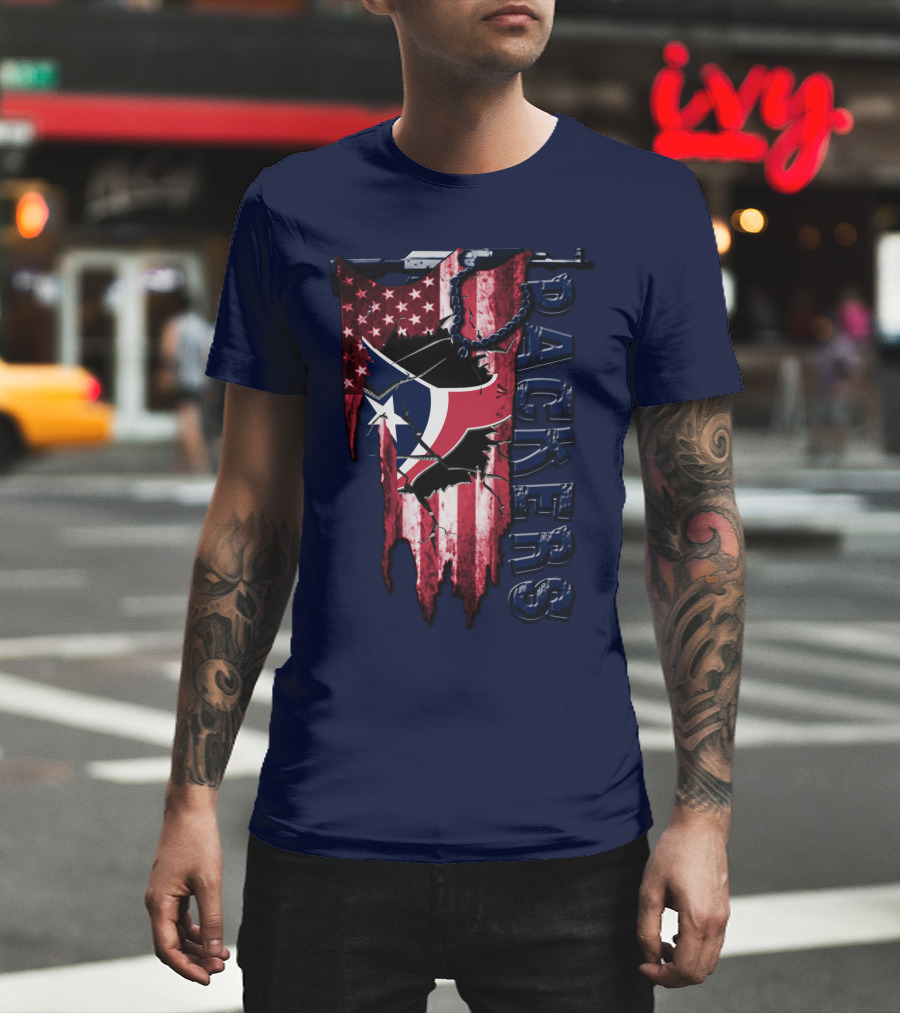 Houston Texans Packers American Flag T-Shirt