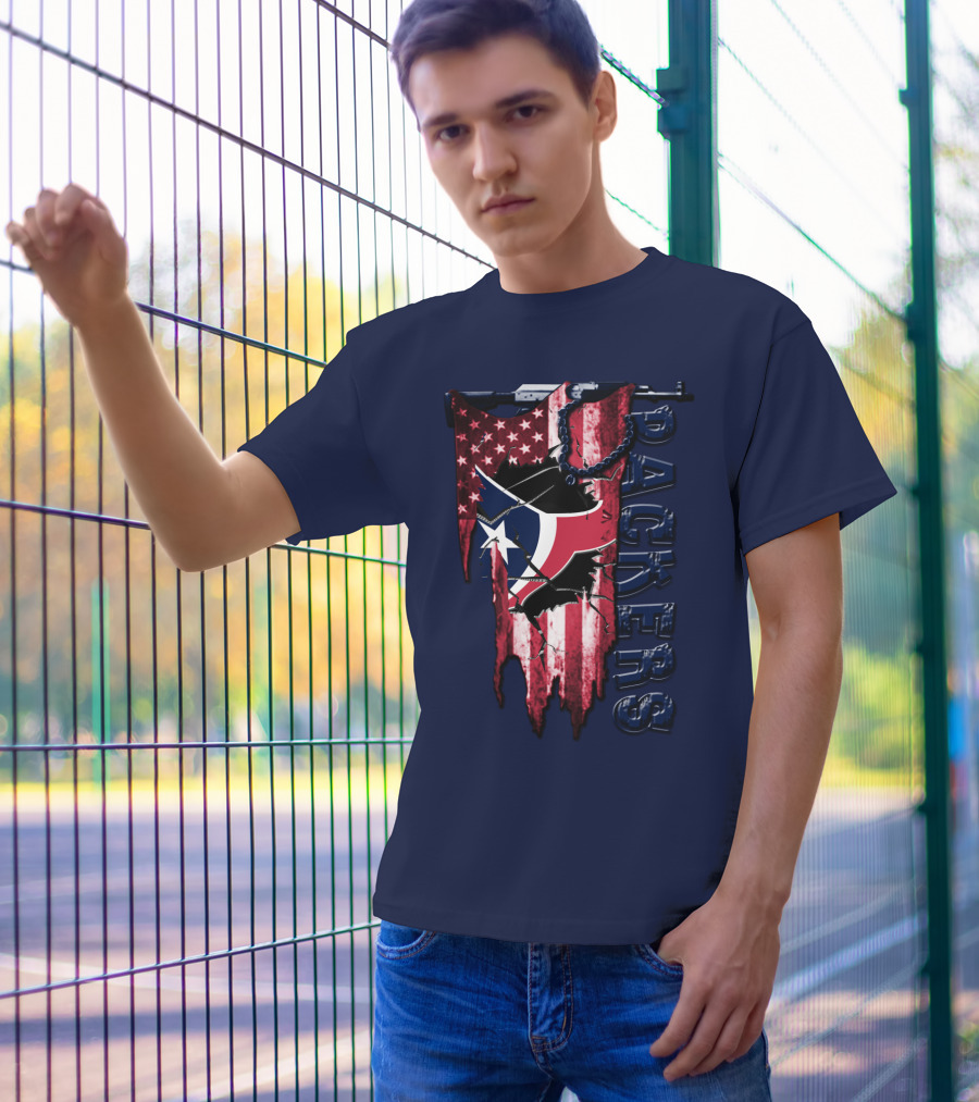 Houston Texans Packers American Flag T-Shirt