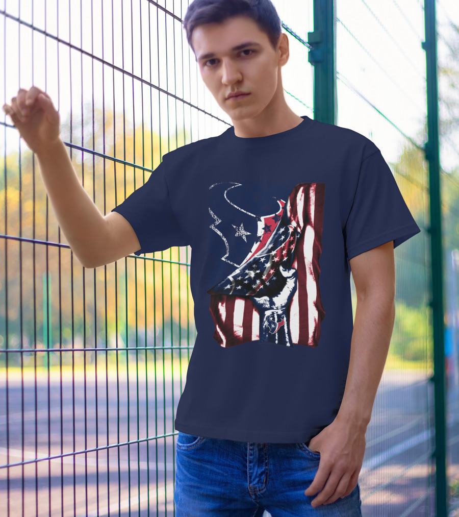 Houston Texans American Flag Fist T-Shirt