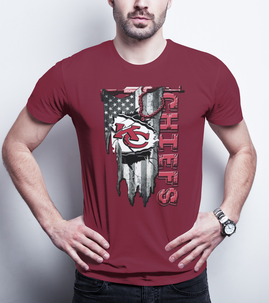 Chiefs Kc American Flag Torn T-Shirt