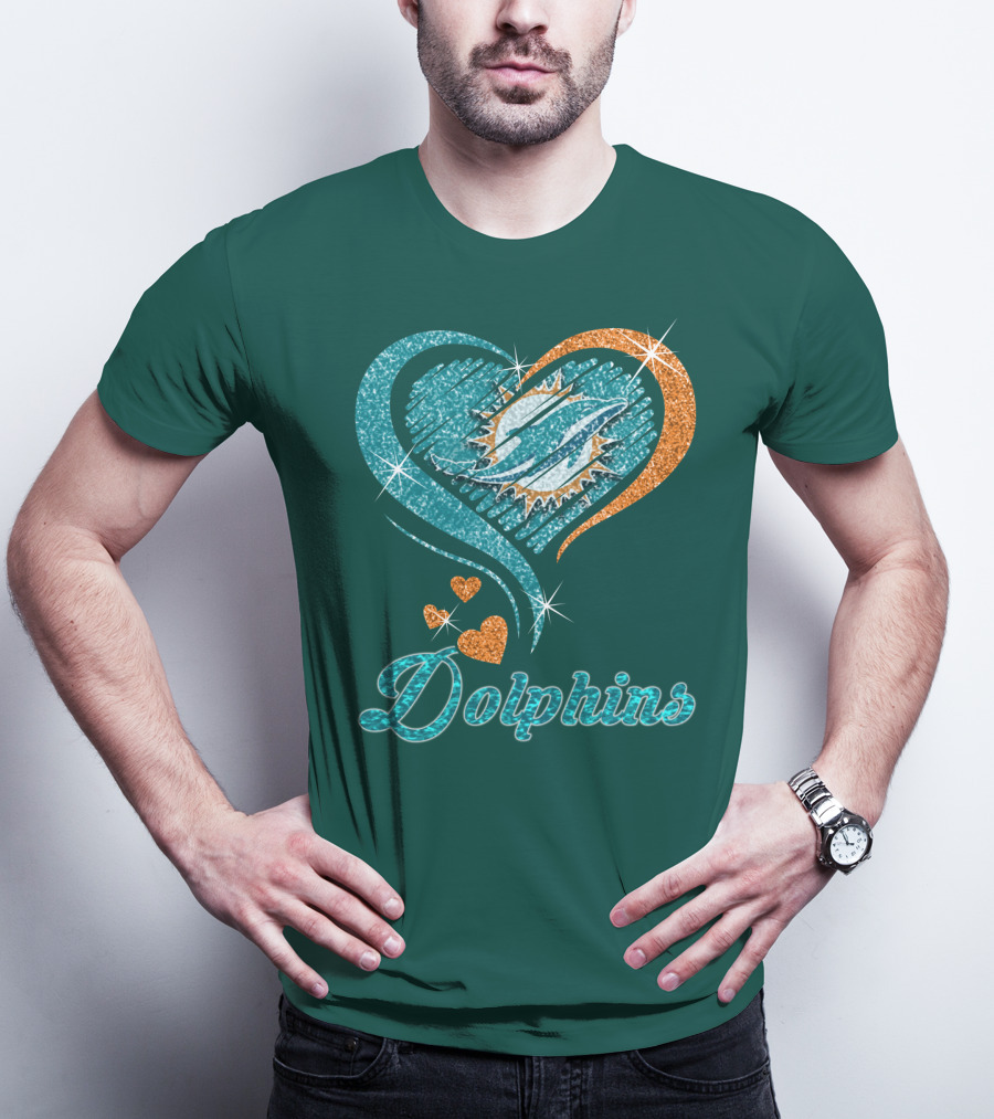 Miami Dolphins Sparkling Heart T-Shirt