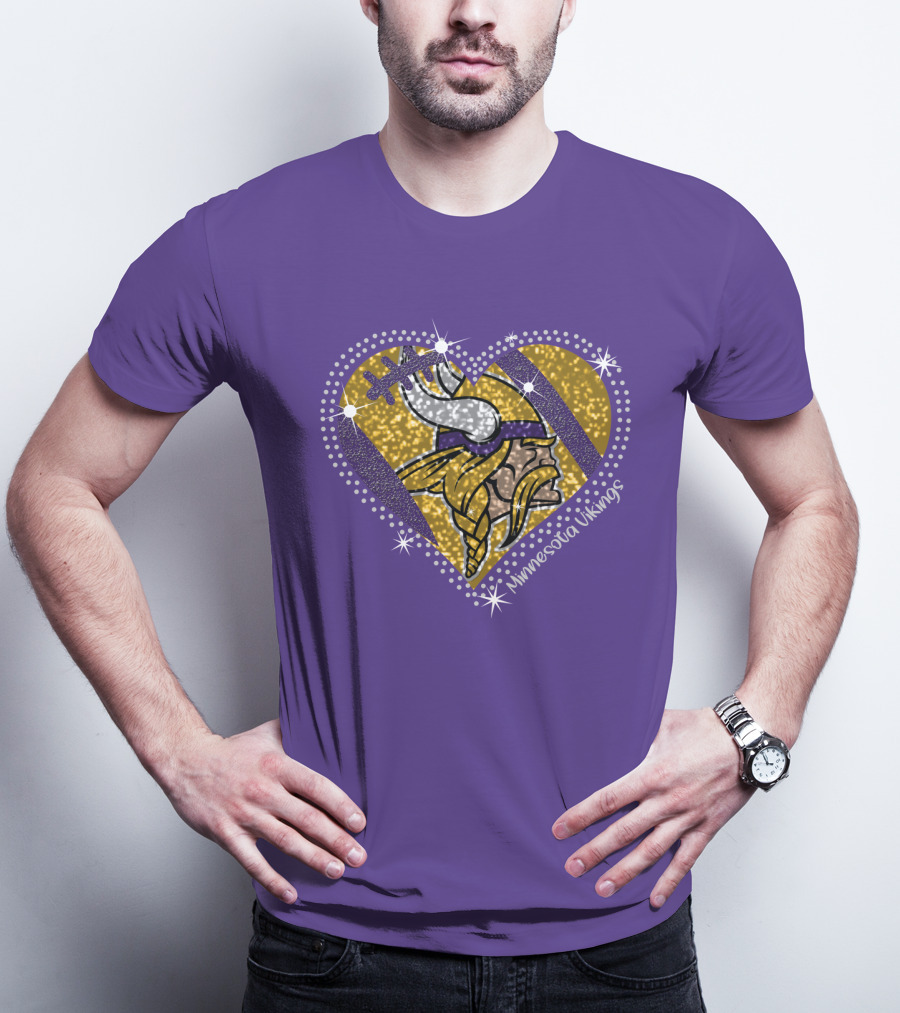 Minnesota Vikings Heart With Iconic Viking T-Shirt