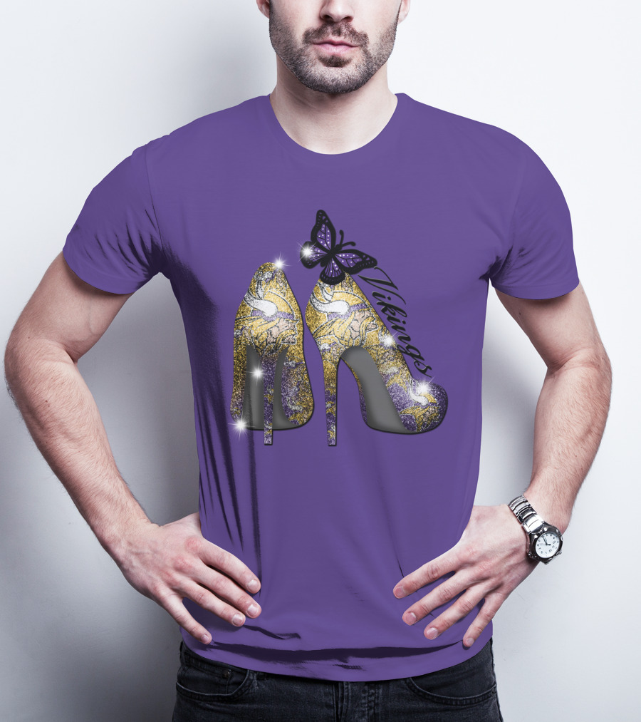 Minnesota Vikings High Heels Butterfly Sparkle T-Shirt