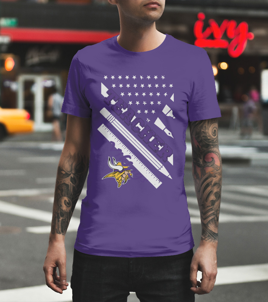 Minnesota Vikings Teacher Ruler Stars T-Shirt