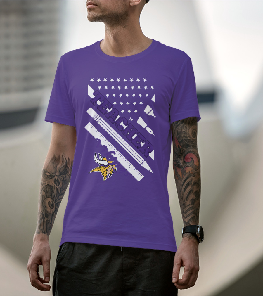 Minnesota Vikings Teacher Ruler Stars T-Shirt