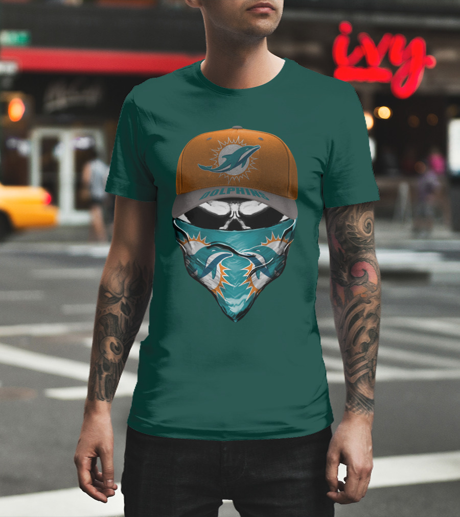 Dolphins Miami Dolphins Logo Mask And Cap T-Shirt