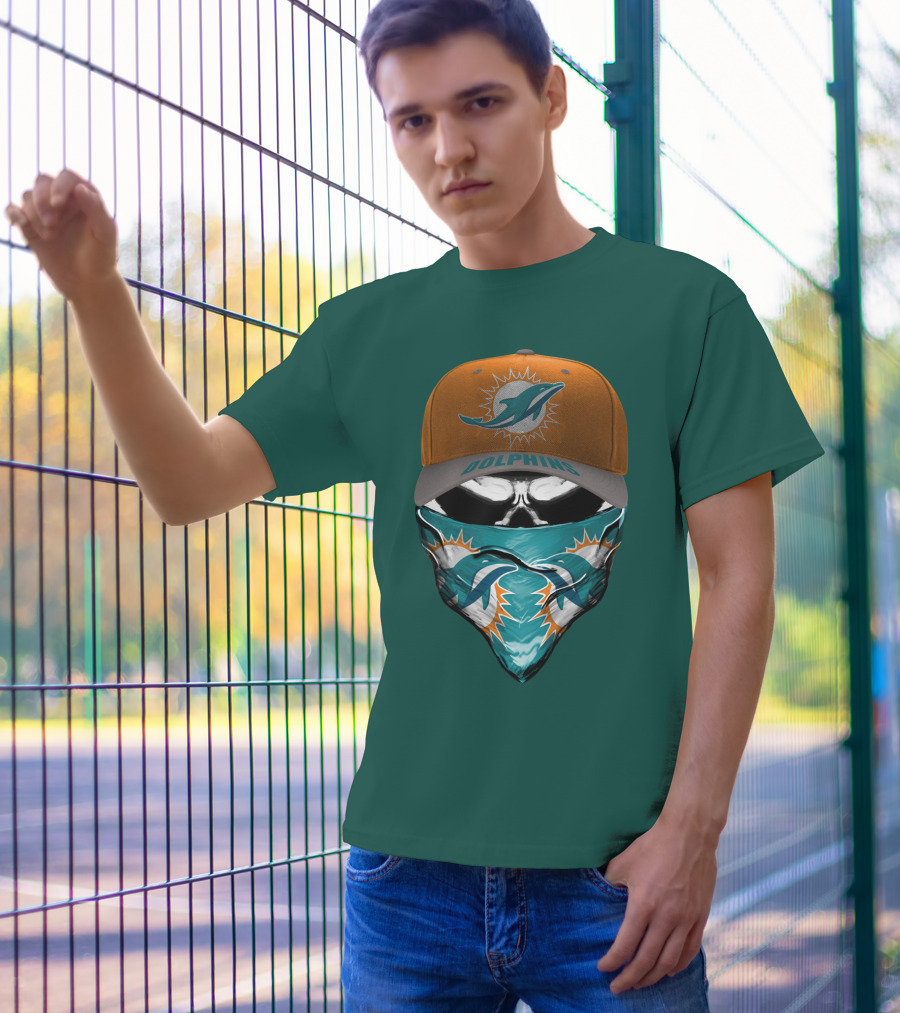 Dolphins Miami Dolphins Logo Mask And Cap T-Shirt