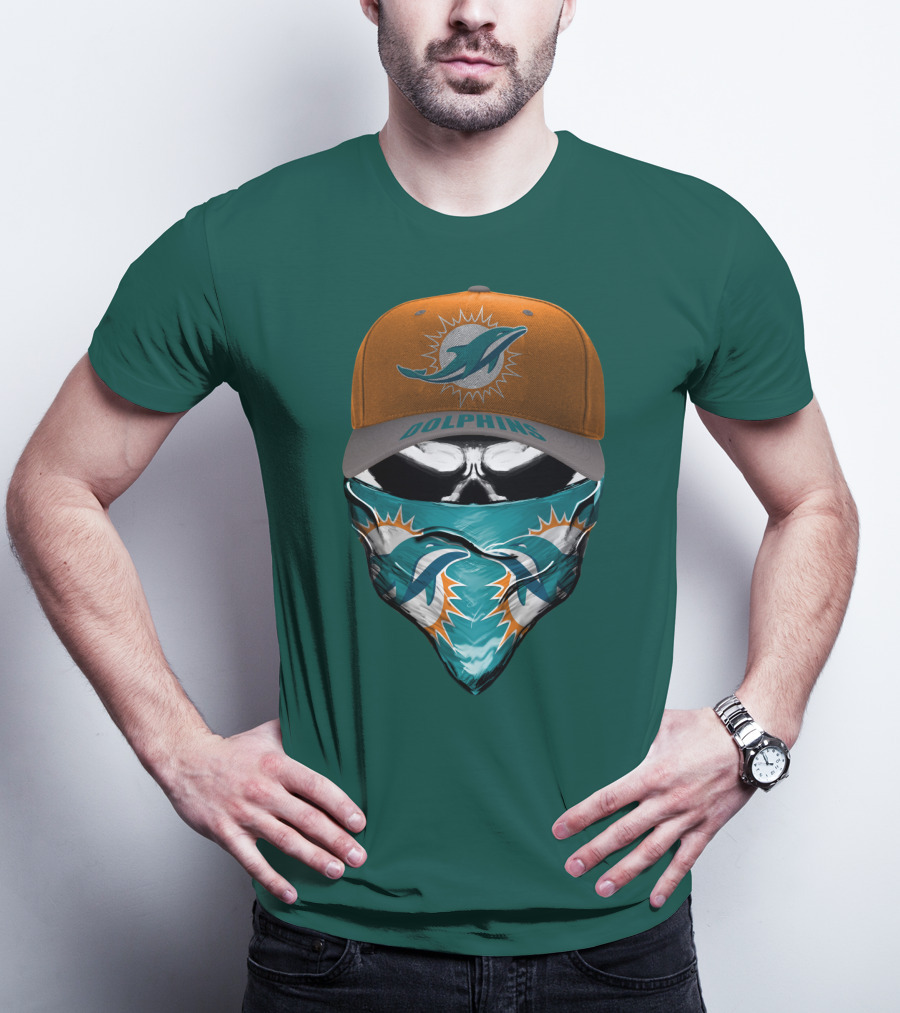 Dolphins Miami Dolphins Logo Mask And Cap T-Shirt