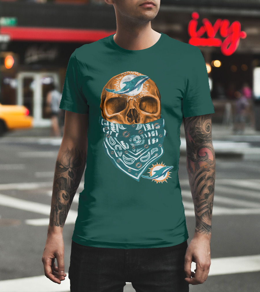 Miami Dolphins Skull Bandana T-Shirt