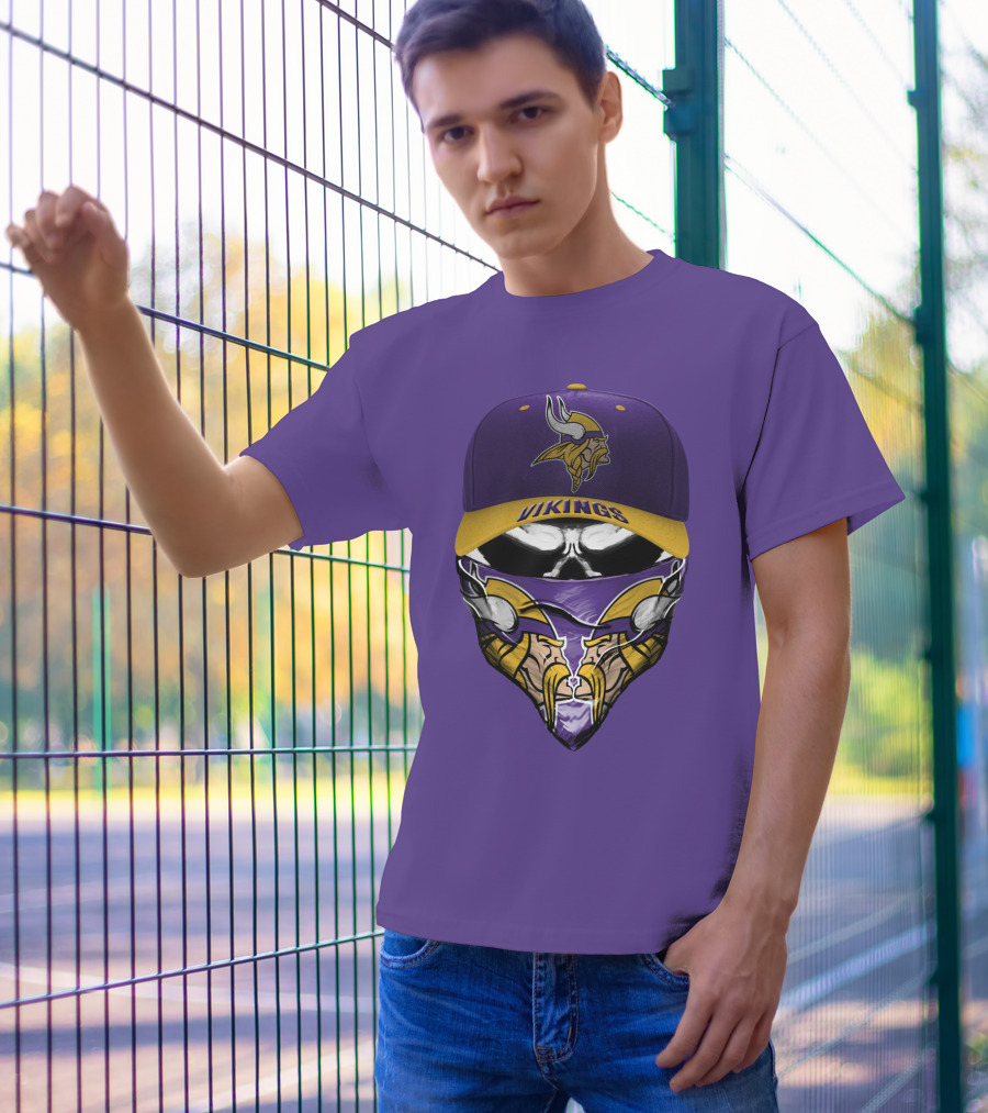 Minnesota Vikings Vikings Logo Hat And Mask Combo T-Shirt