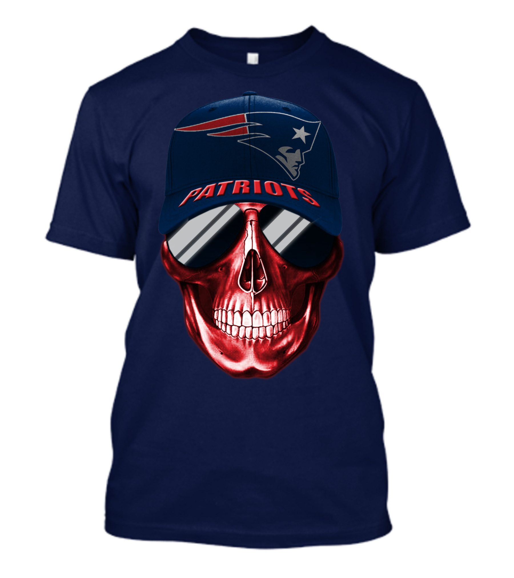 Patriots Skull With Nfl Logo Hat T-Shirt