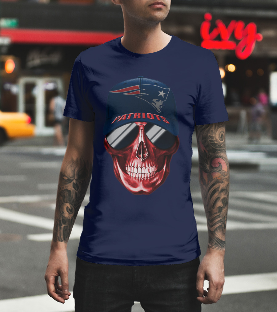Patriots Skull With Nfl Logo Hat T-Shirt