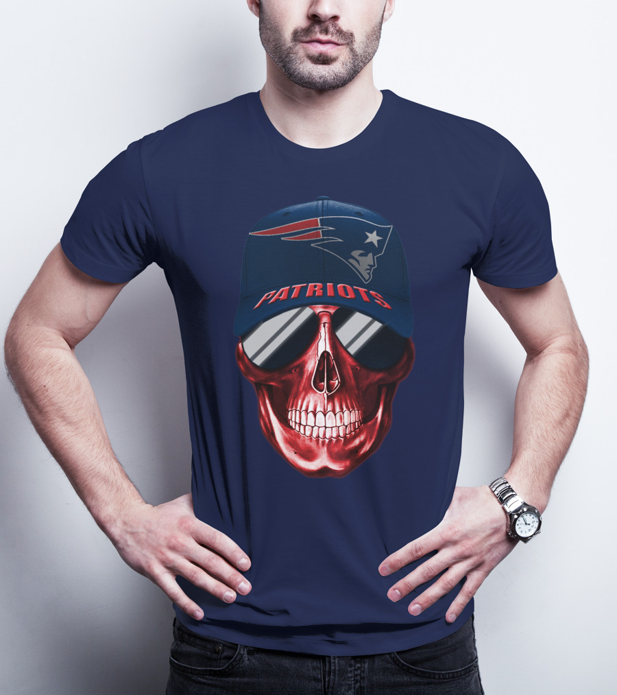 Patriots Skull With Nfl Logo Hat T-Shirt