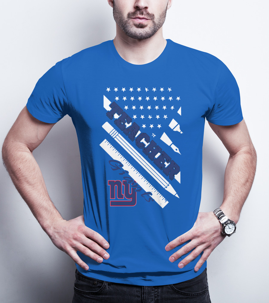 New York Giants Teacher Stars And Stripes Ruler Pen T-Shirt