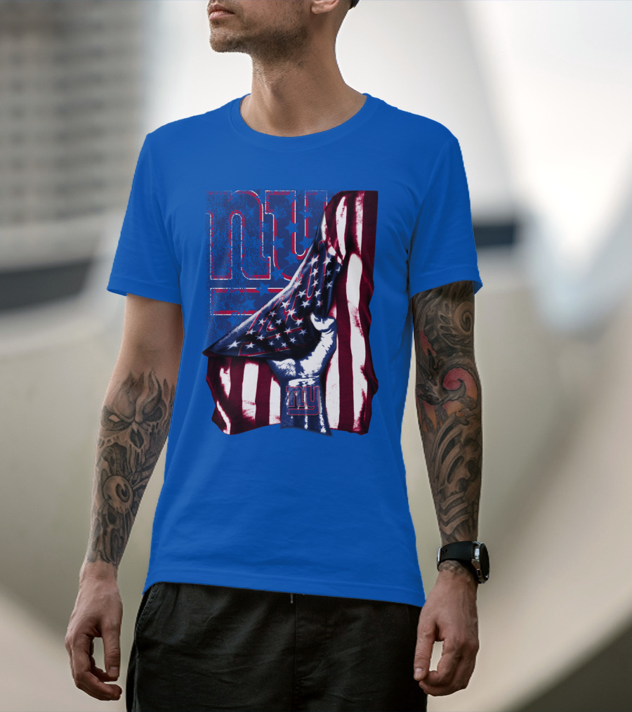 New York Giants American Flag Fist T-Shirt