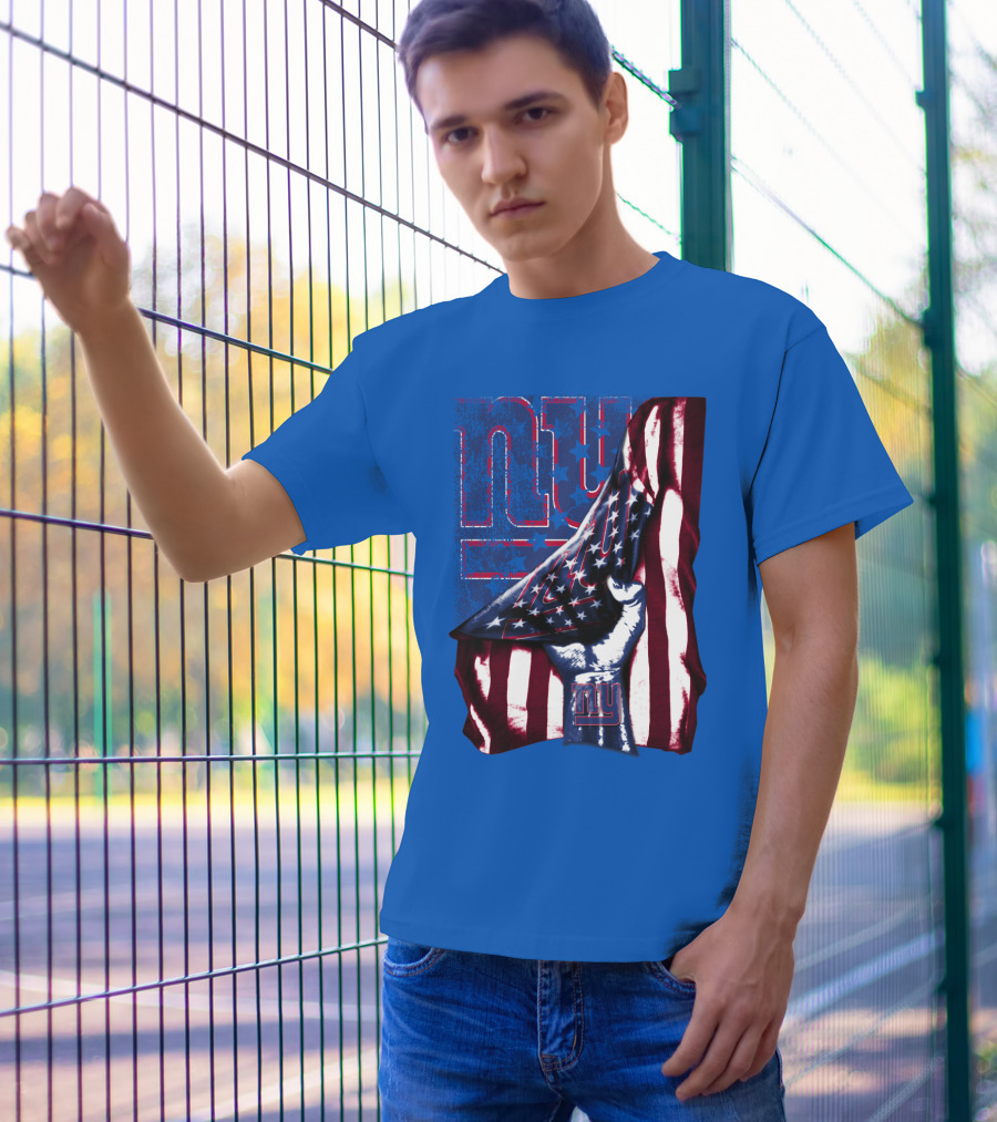 New York Giants American Flag Fist T-Shirt