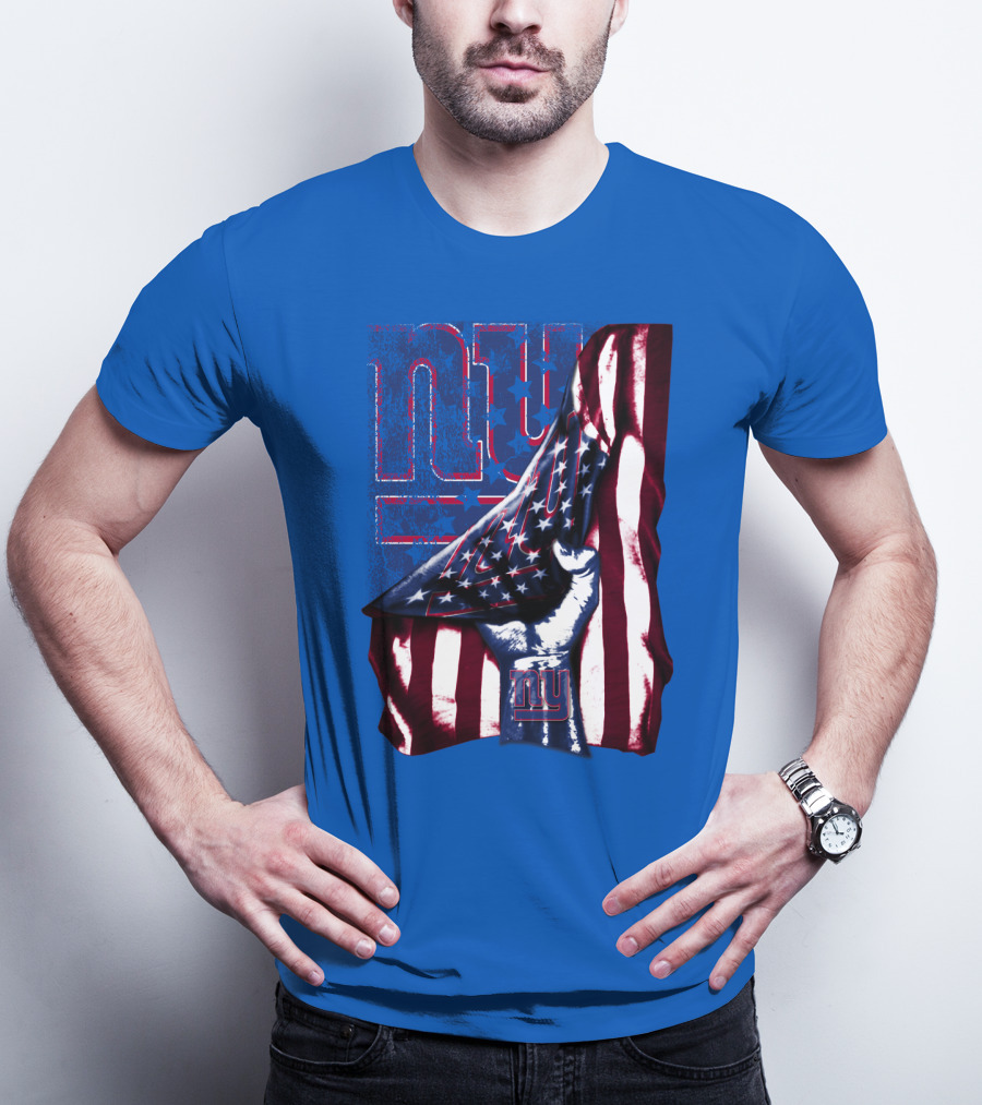 New York Giants American Flag Fist T-Shirt
