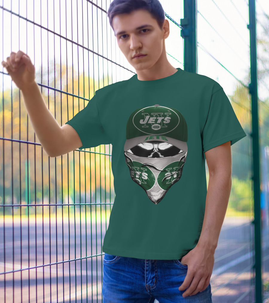 New York Jets Football Fan Mask And Cap Set T-Shirt