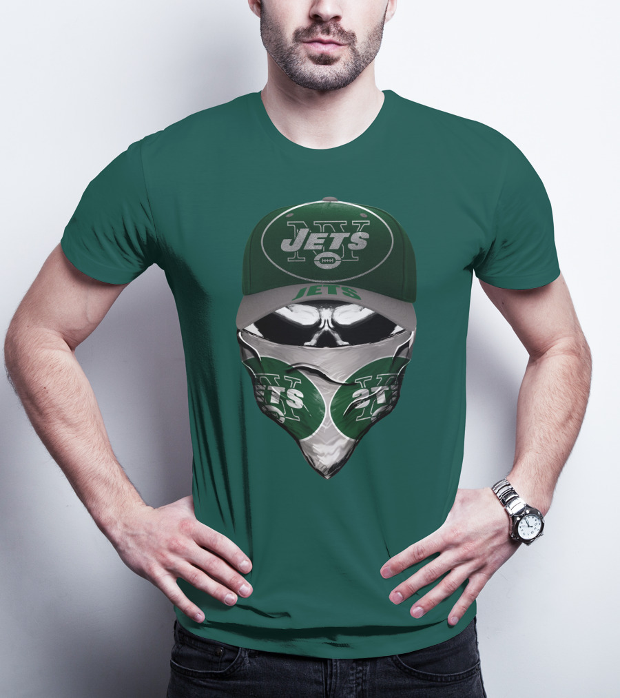 New York Jets Football Fan Mask And Cap Set T-Shirt