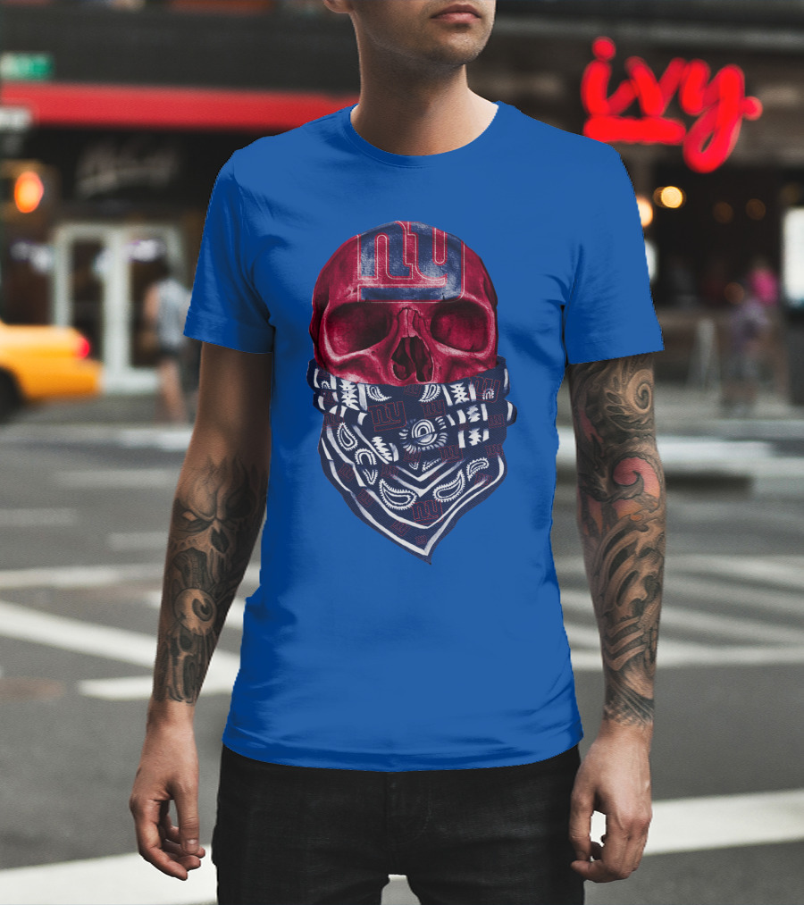 Newyork Giants Skull With Bandana And Team T-Shirt