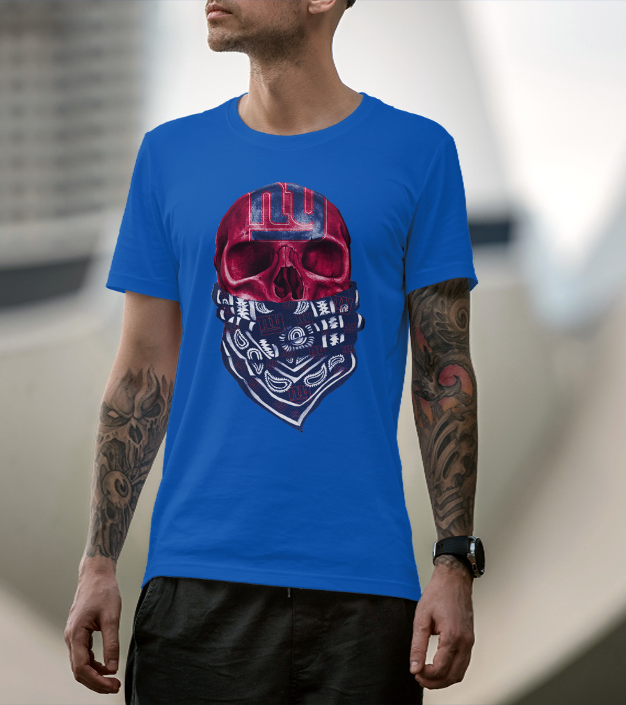 Newyork Giants Skull With Bandana And Team T-Shirt