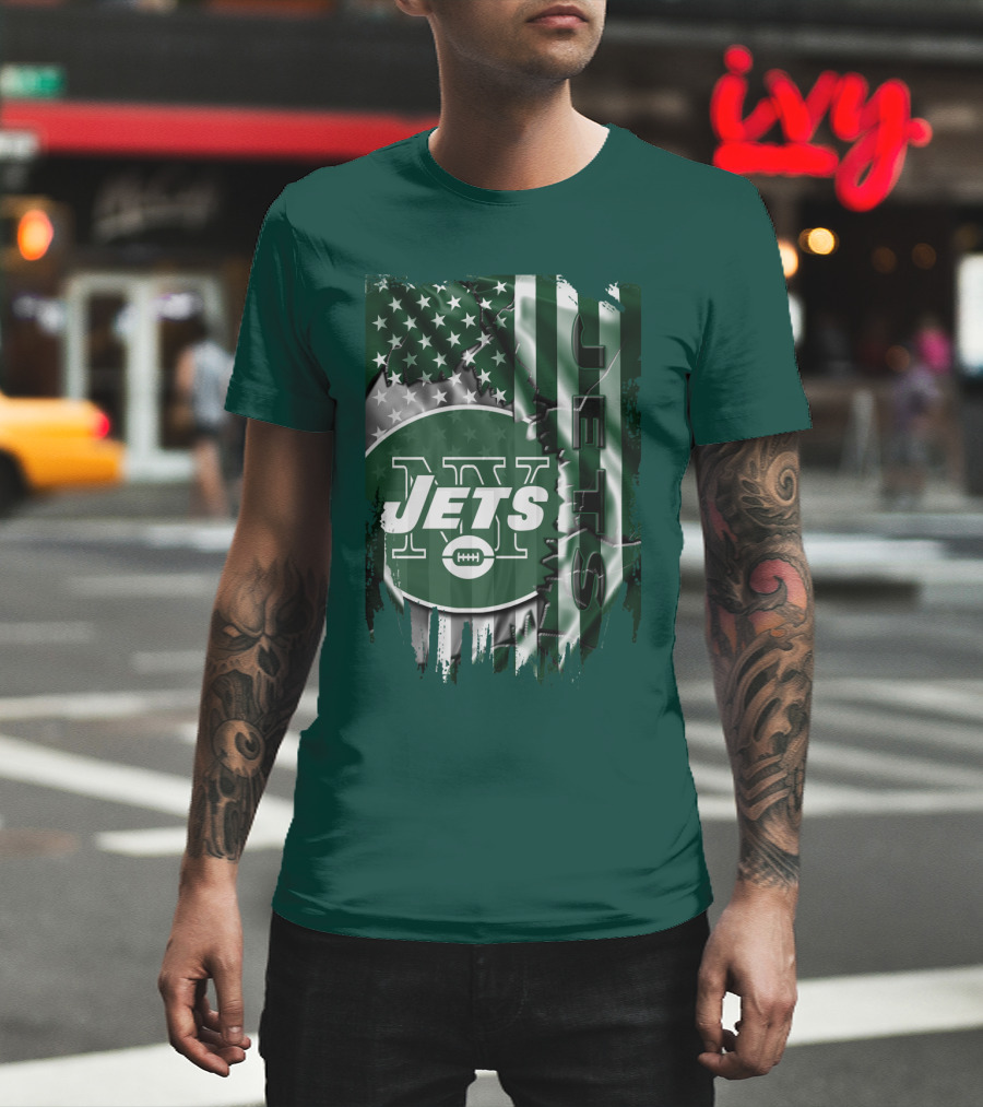New York Jets American Flag Football T-Shirt