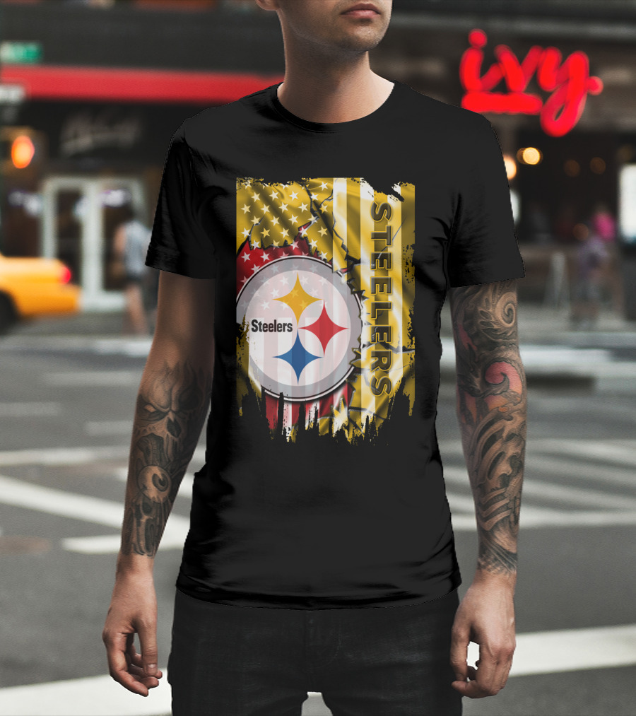 Pittsburgh Steelers Team Colors And Iconic Logomania T-Shirt