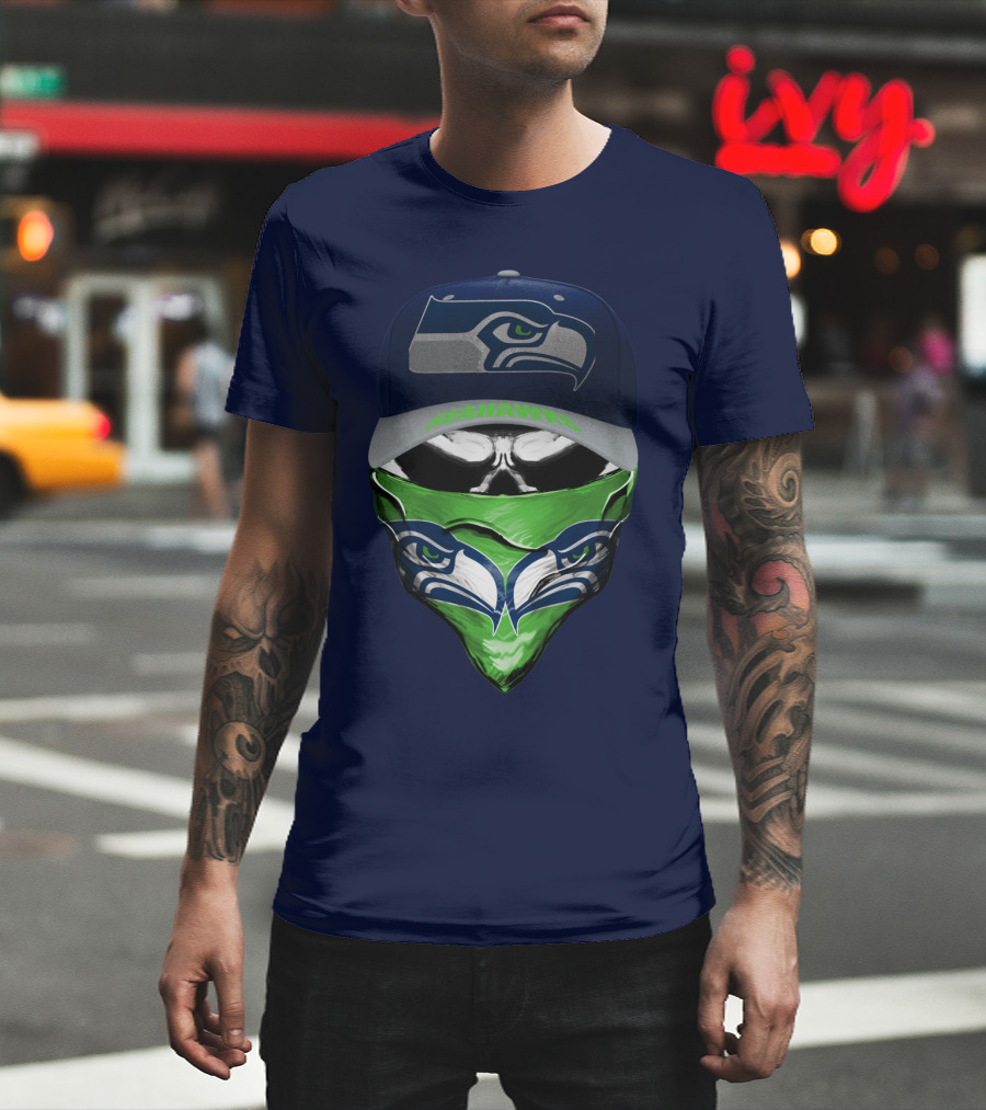Seattle Seahawks Logo Hat And Bandana T-Shirt