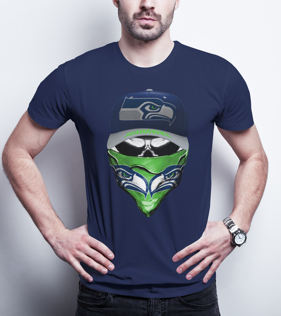Seattle Seahawks Logo Hat And Bandana T-Shirt