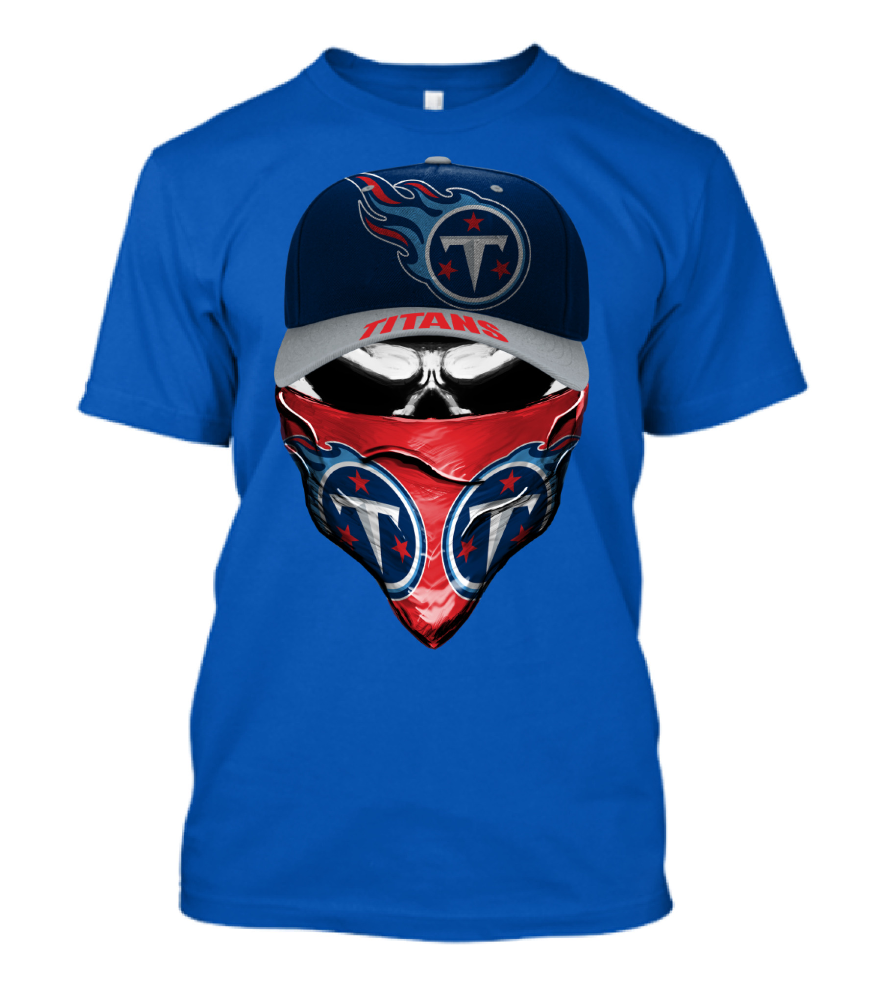 Tennessee Titans Logo Bandana And Cap Combination T-Shirt