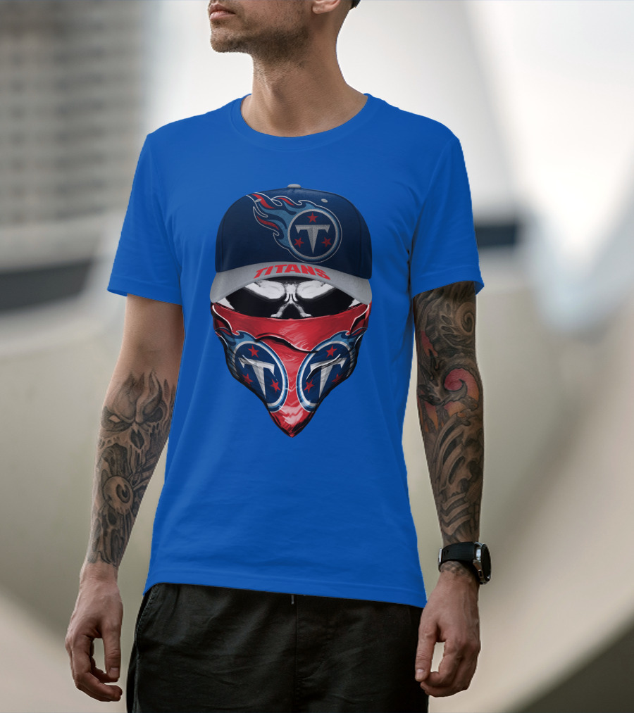 Tennessee Titans Logo Bandana And Cap Combination T-Shirt