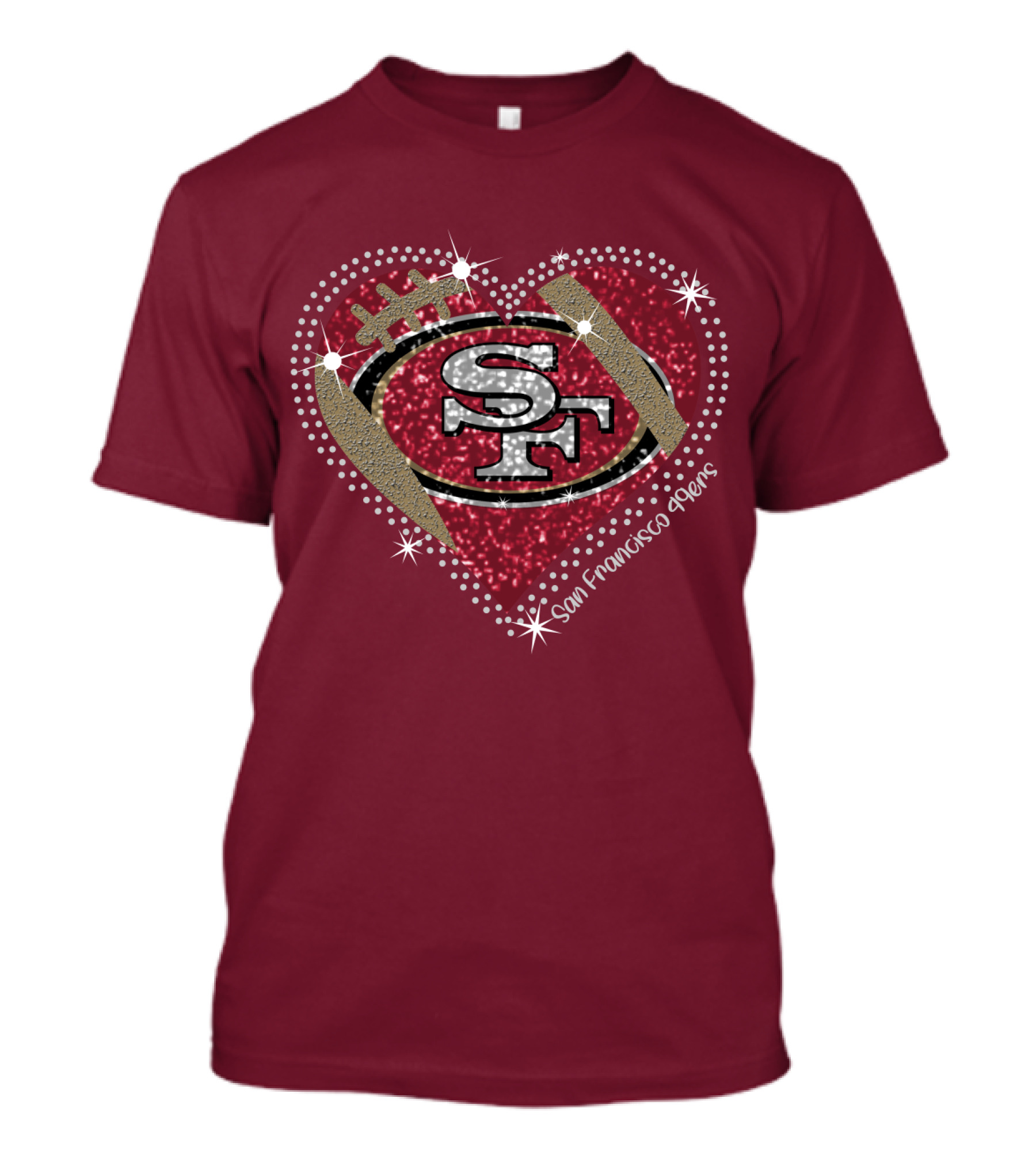 San Francisco 49ers Heart Sparkle Motif T-Shirt