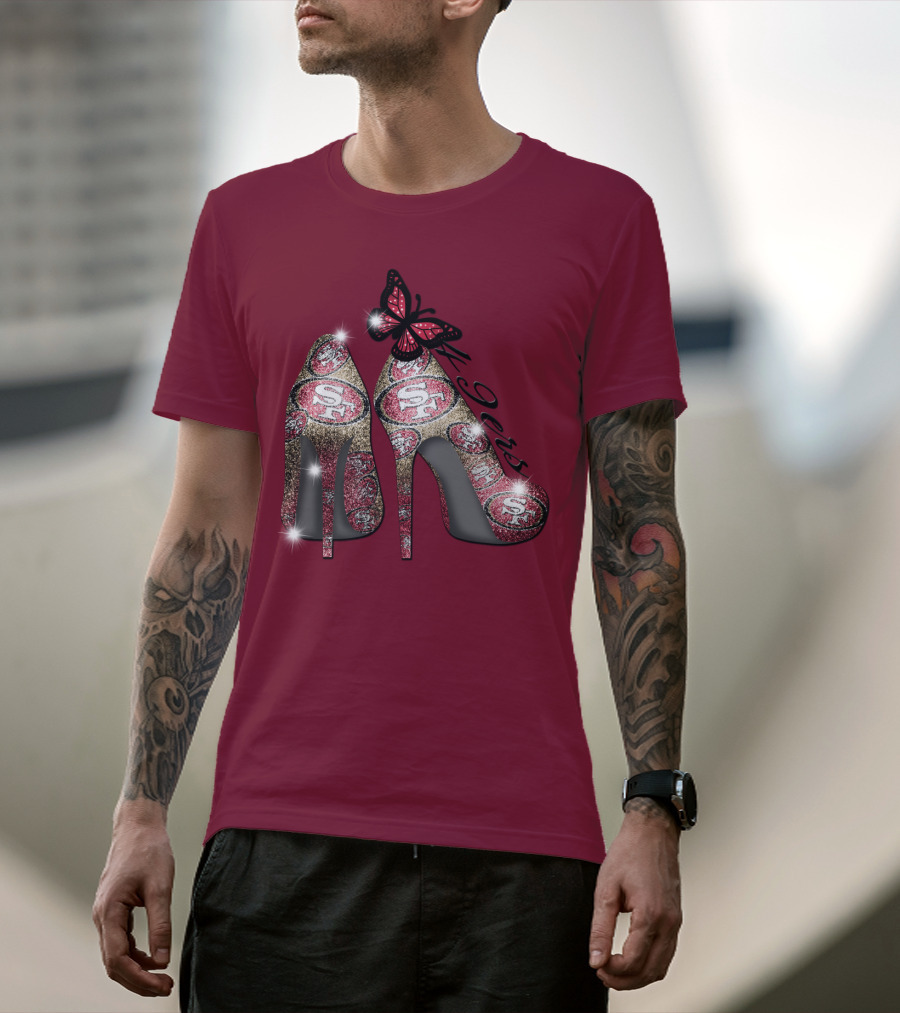 San Francisco 49ers High Heels Butterfly Sparkle T-Shirt