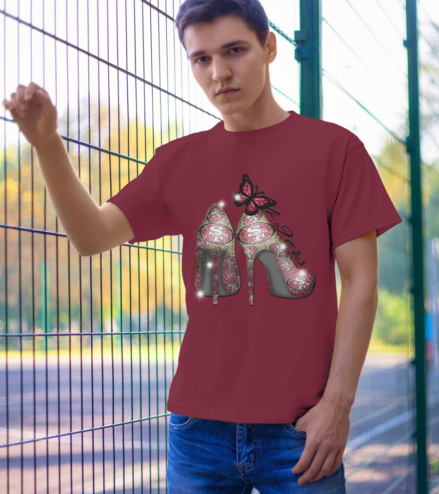 San Francisco 49ers High Heels Butterfly Sparkle T-Shirt