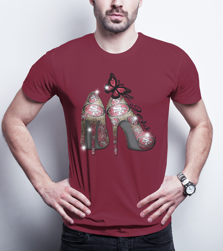 San Francisco 49ers High Heels Butterfly Sparkle T-Shirt