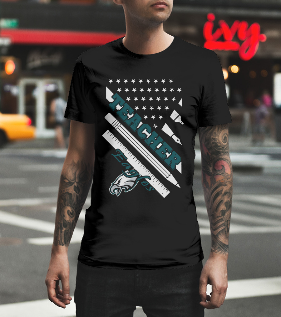 Philadelphia Eagles Teacher Usa Flag T-Shirt