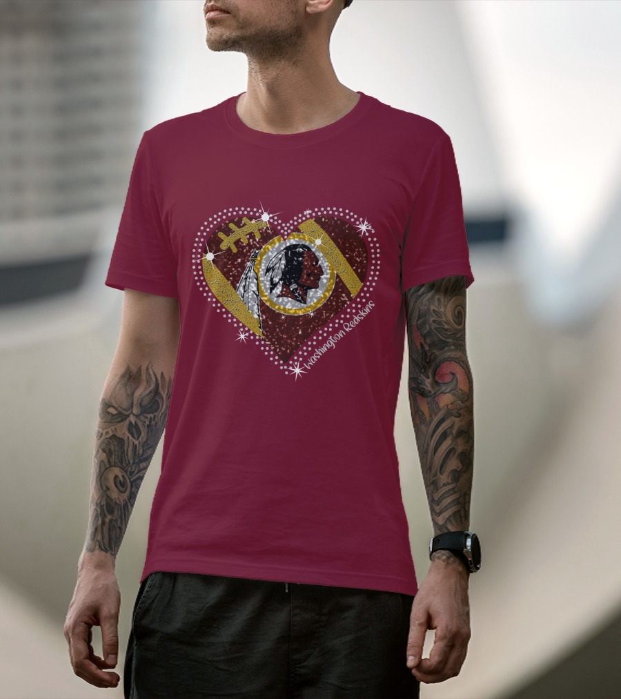 Washington Redskins Heart Football T-Shirt