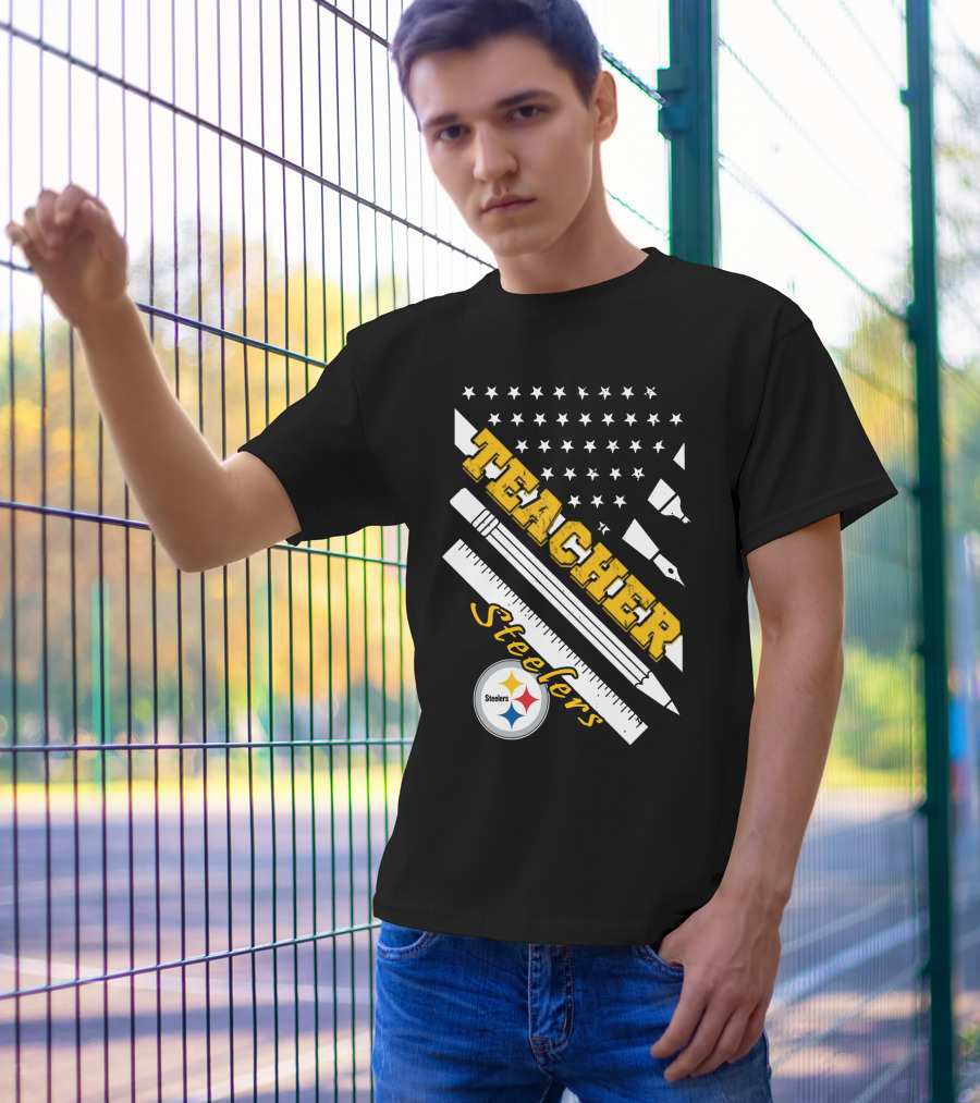 Pittsburgh Steelers Teacher Stars And Supplies T-Shirt