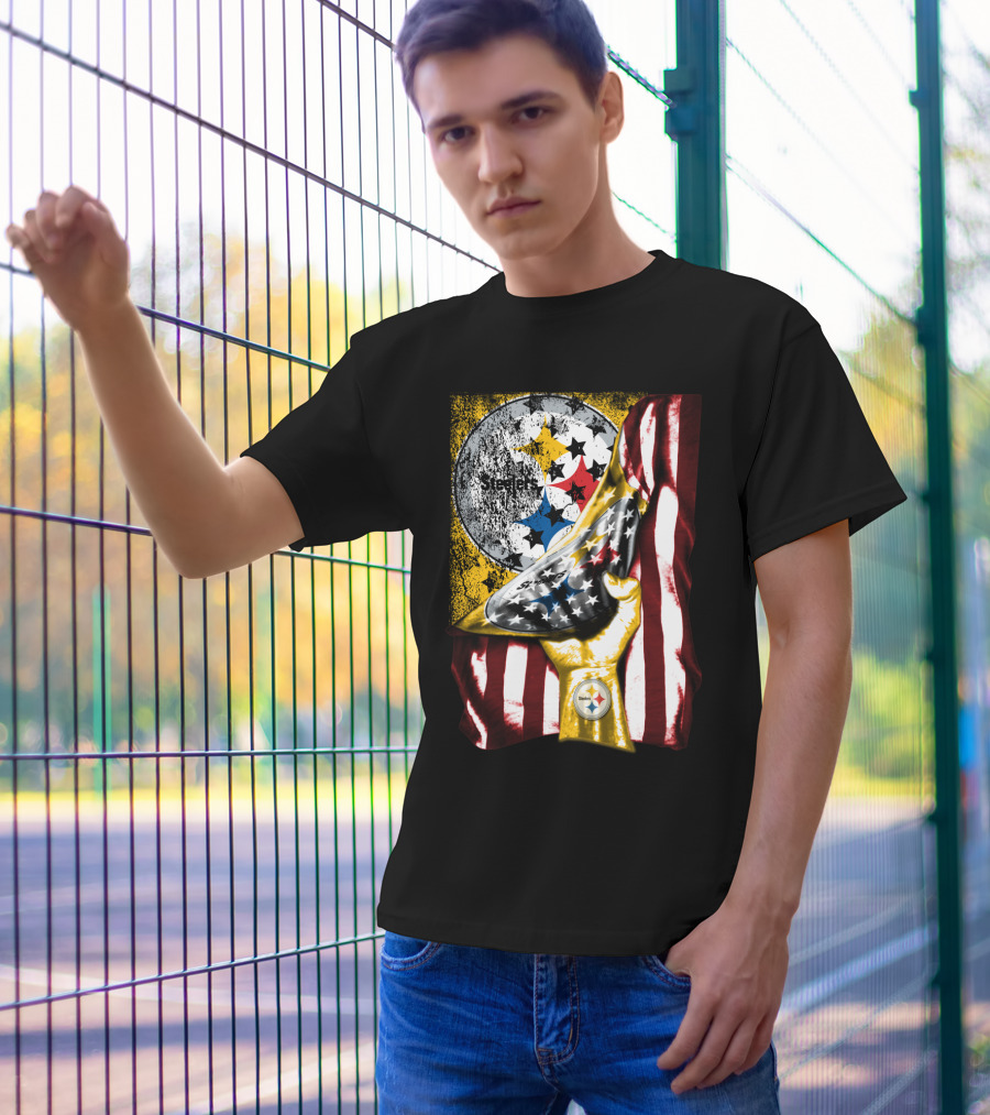 Pittsburgh Steelers American Flag Trophy T-Shirt