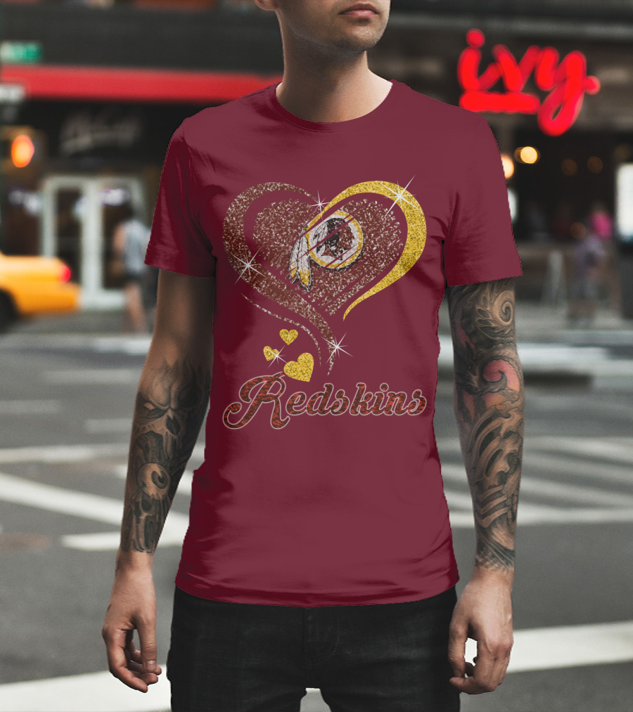 Redskins Heart Gold Football Team T-Shirt