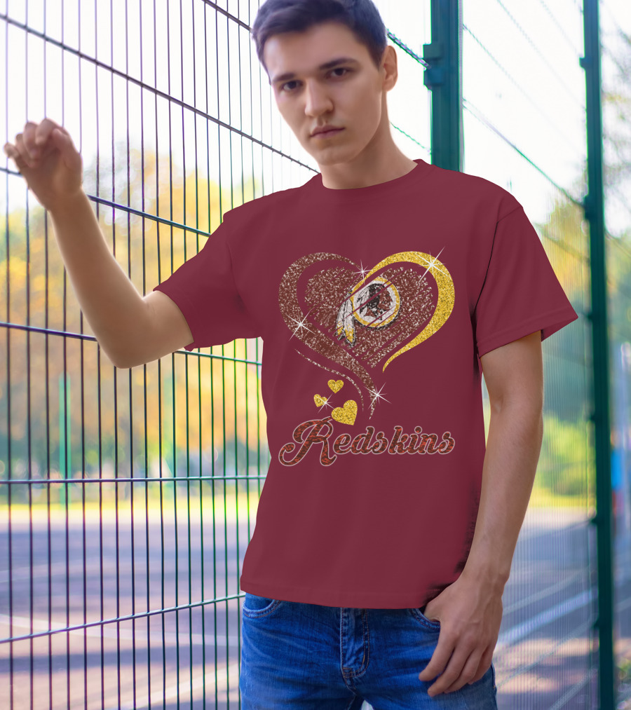 Redskins Heart Gold Football Team T-Shirt