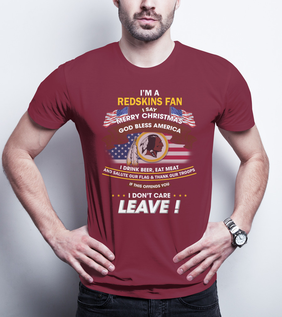 I'm A Redskins Fan Merry Christmas God Bless America T-Shirt