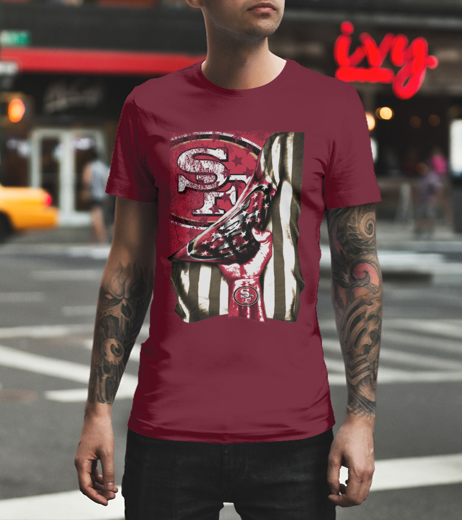 San Francisco 49ers Sf Hand Flag Stars Stripes T-Shirt