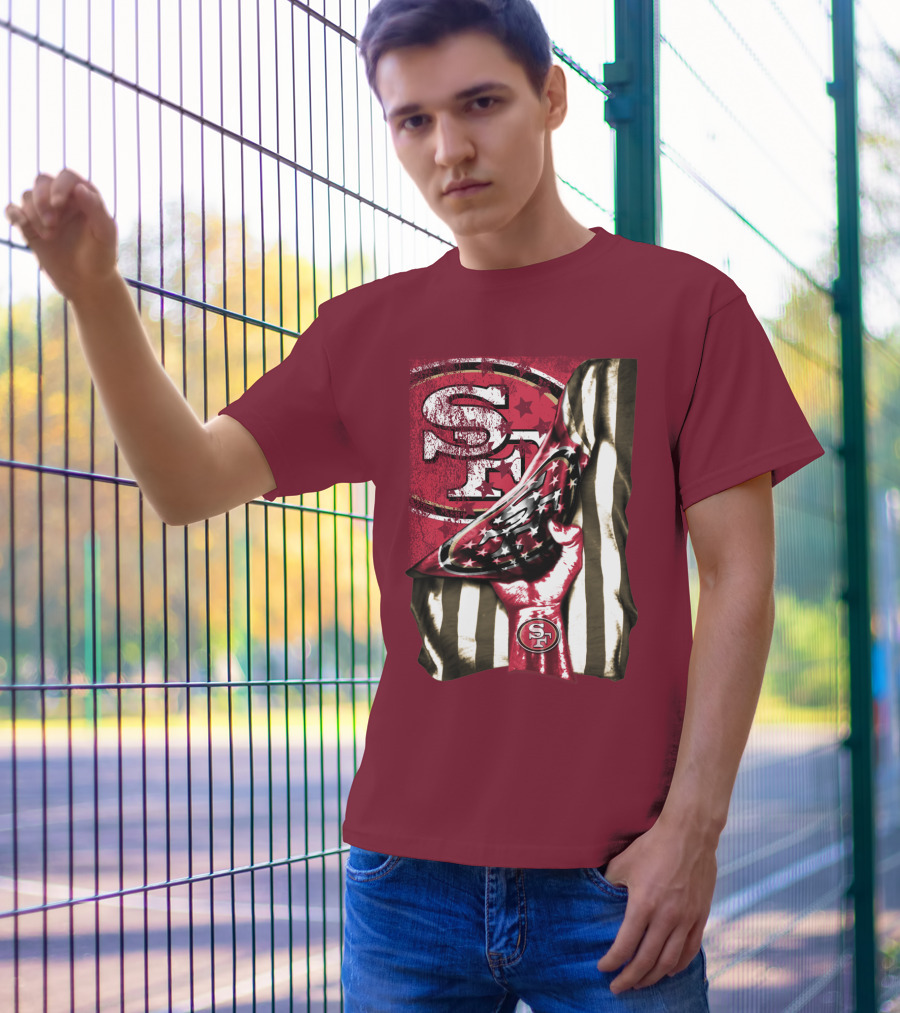 San Francisco 49ers Sf Hand Flag Stars Stripes T-Shirt