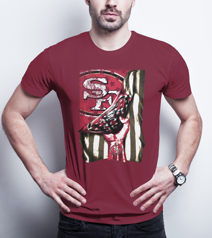 San Francisco 49ers Sf Hand Flag Stars Stripes T-Shirt